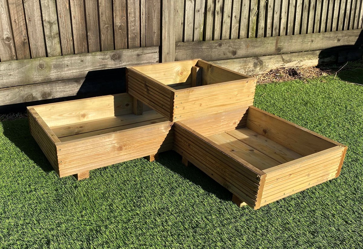 L-Shaped Corner Tiered Garden Planter | Forestrall Timber Merchants