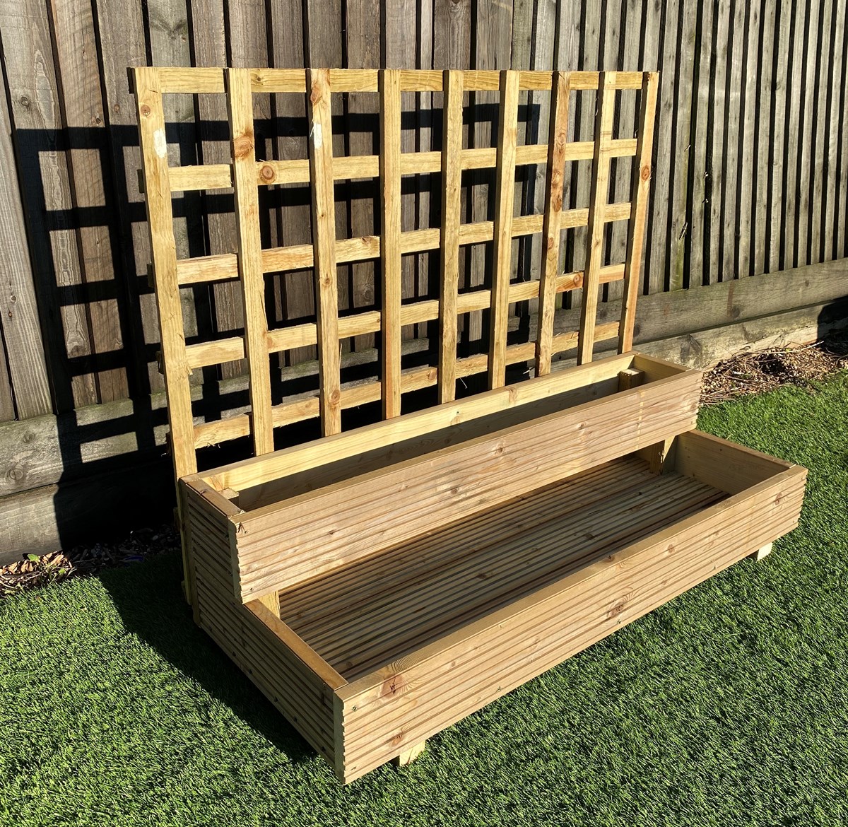 Tiered Long Garden Planter with Trellis | Forestrall Timber Merchants
